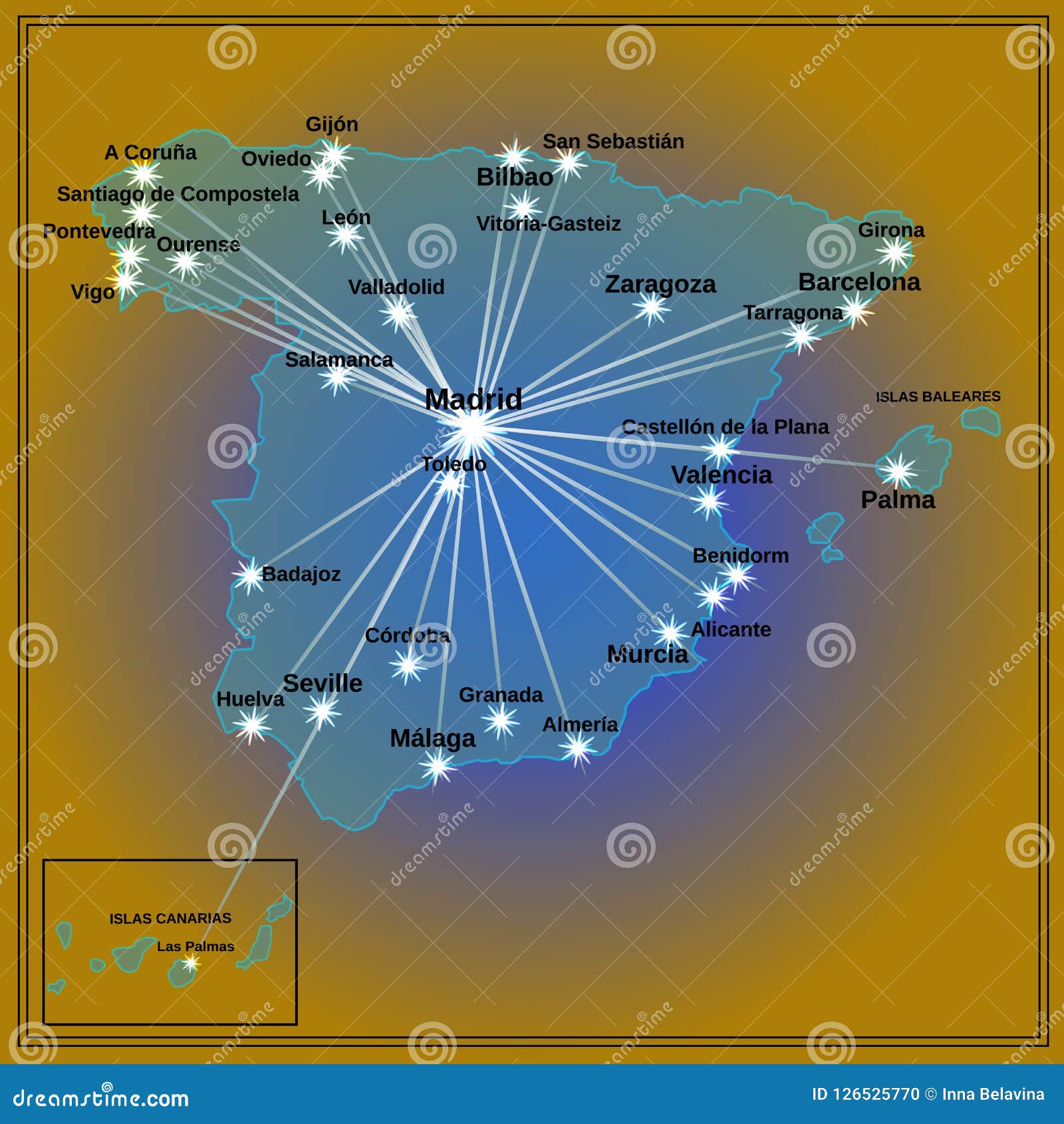 Spain map. Illustration. stock illustration. Illustration of isolated ...