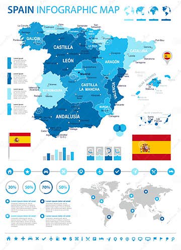 Spain Map - Infographic Set Stock Illustration - Illustration of land ...