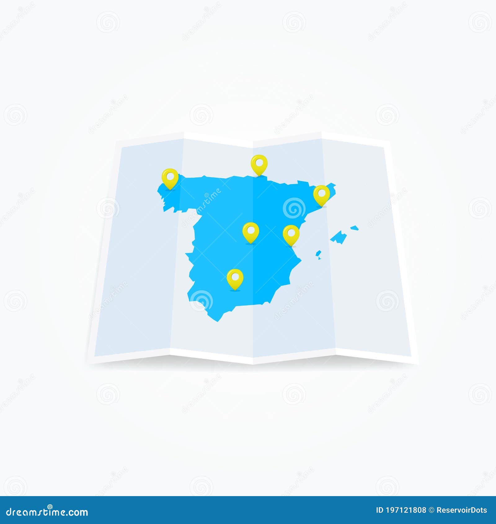 Spain Map with Location Pins Stock Vector - Illustration of graphic ...