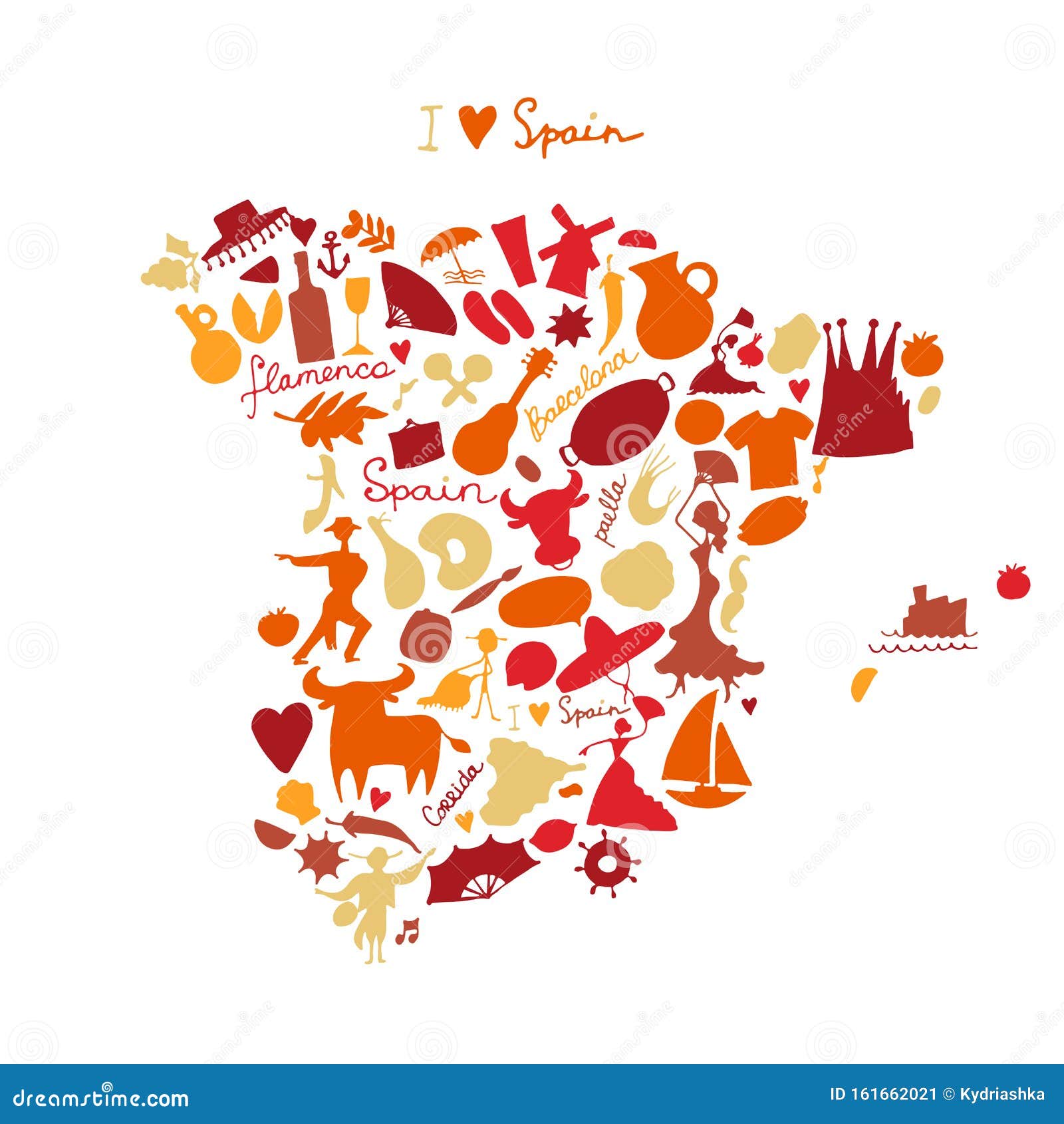 Spain Map Made from Design Elements. Sketch Design Stock Vector ...