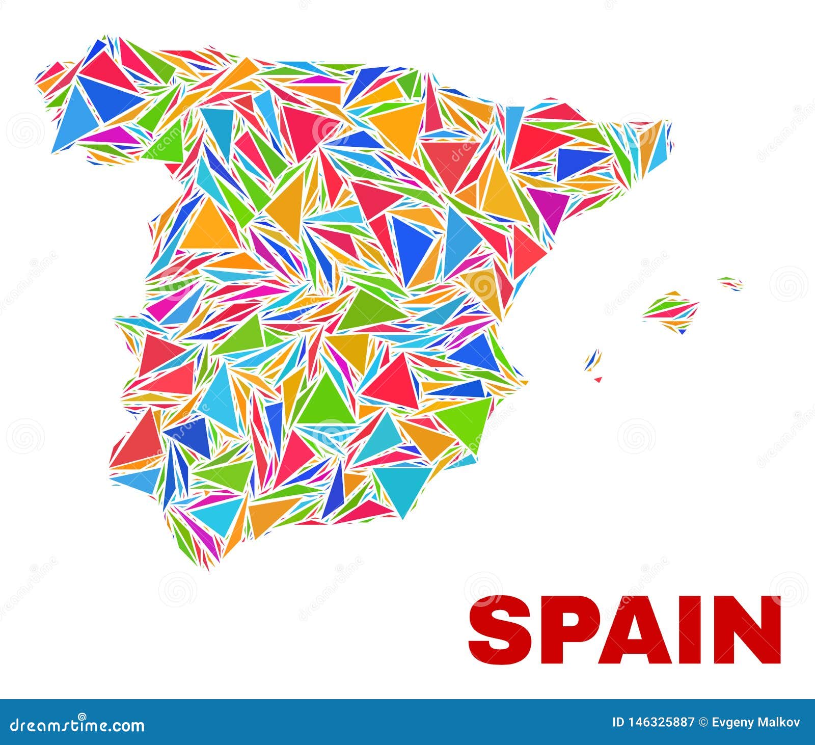 Spain Map - Mosaic of Color Triangles Stock Vector - Illustration of ...