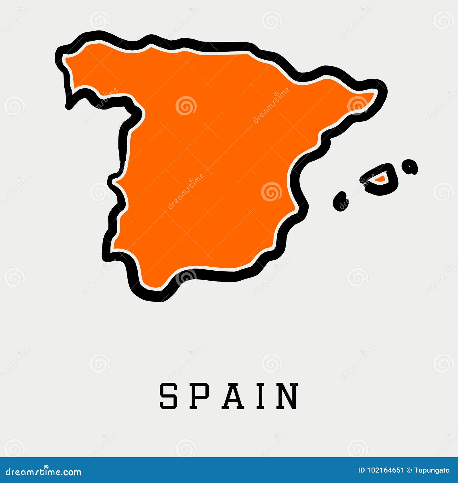 Spain map outline stock vector. Illustration of geography - 102164651