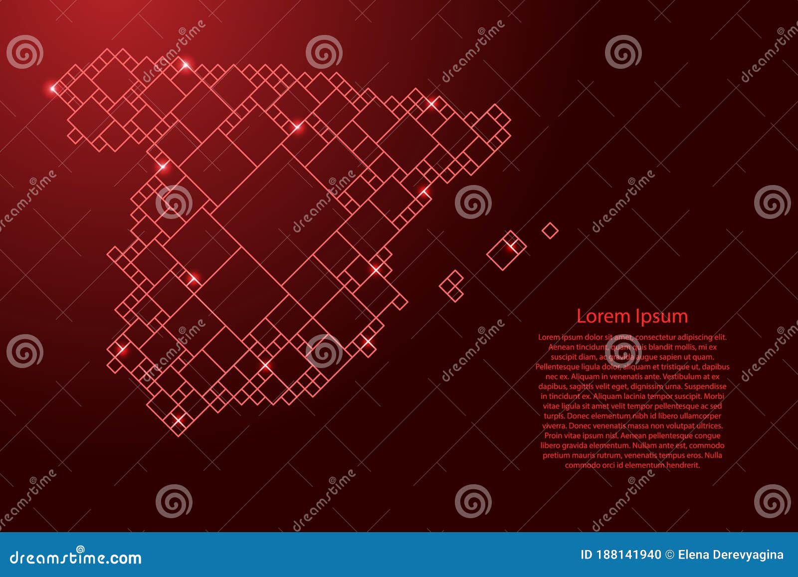 Spain Map from Red Pattern from a Grid of Squares of Different Sizes ...