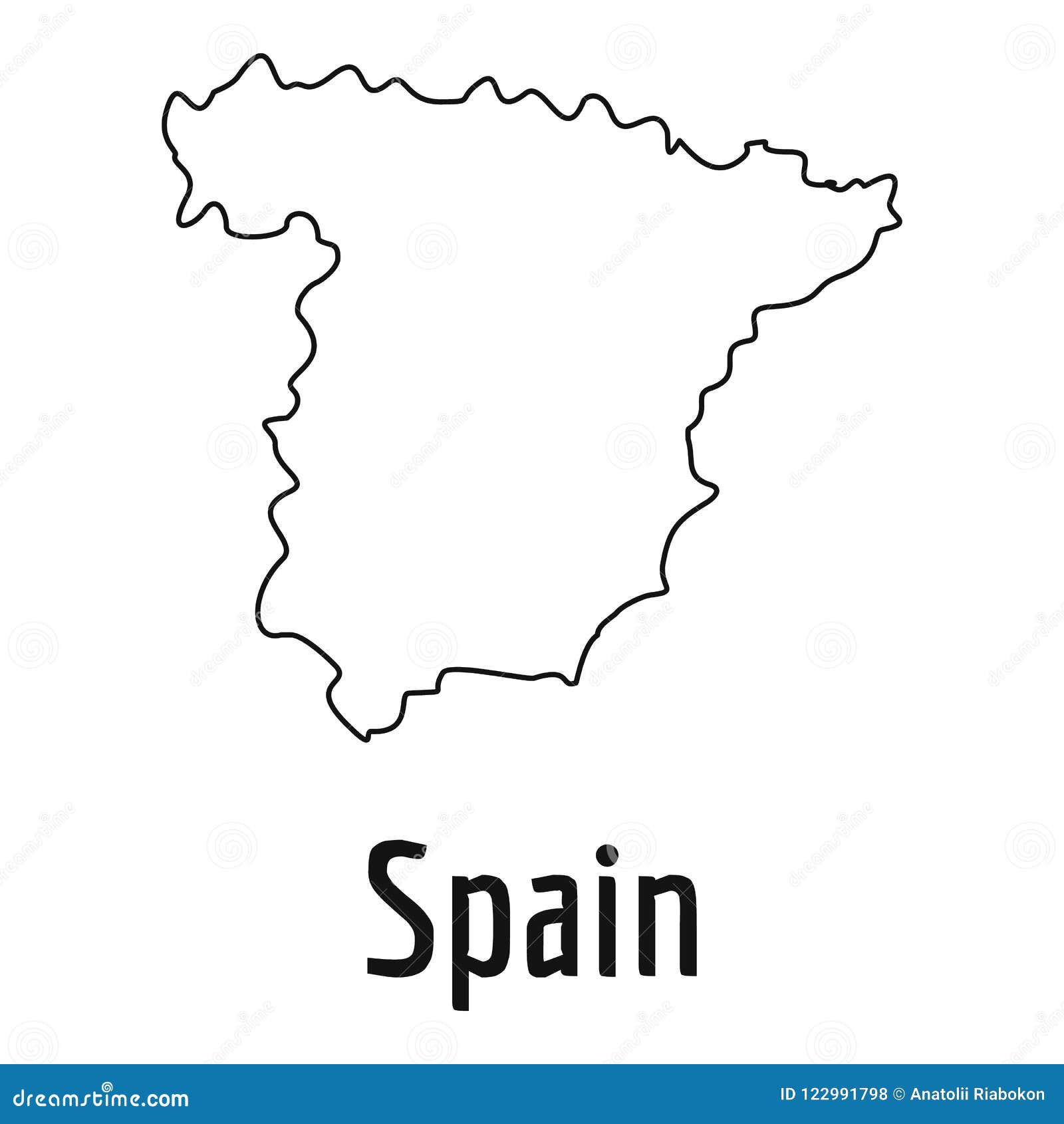Spain map thin line simple stock illustration. Illustration of ...
