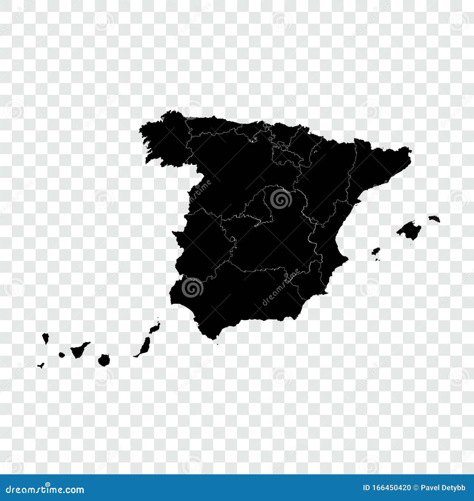Spain Map on Transparent Background. Vector Illustration Stock ...