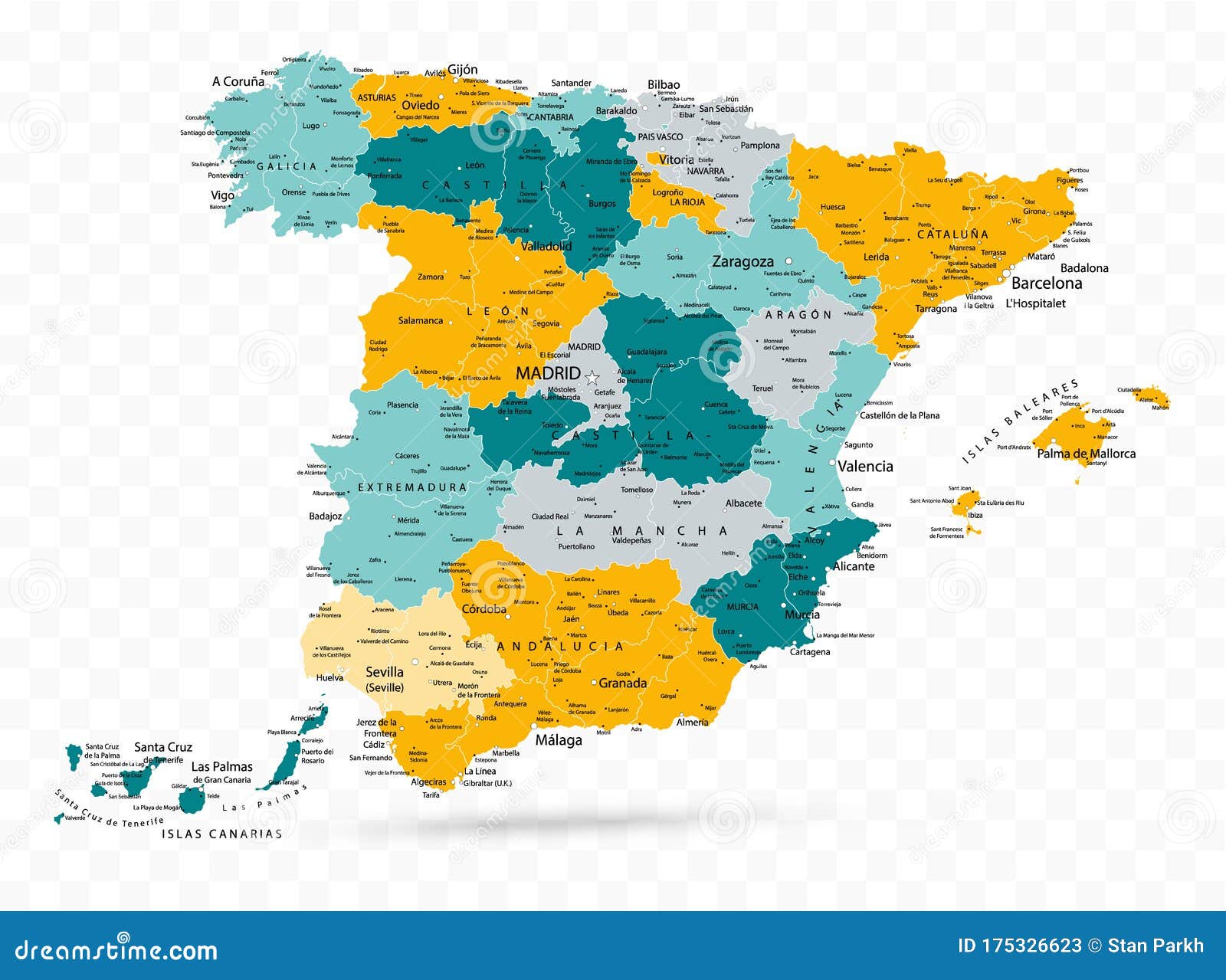 Spain Map on Transparent Background Stock Vector - Illustration of ...