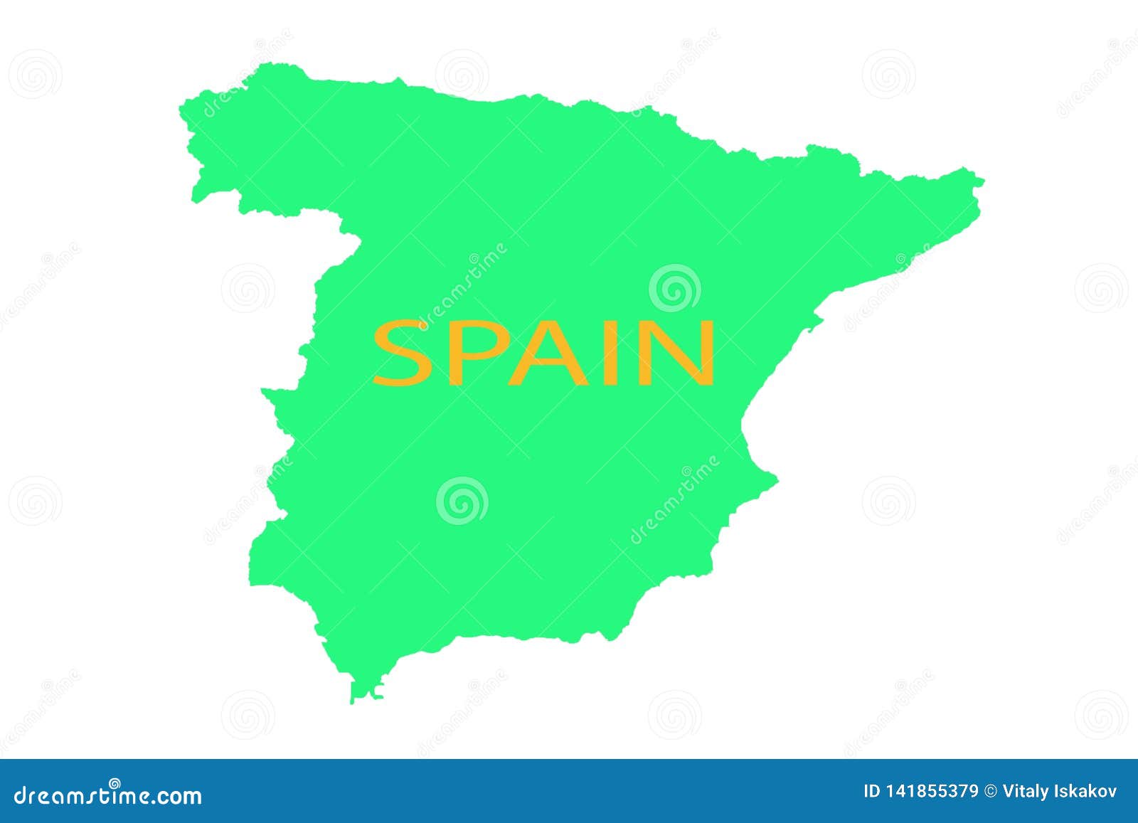 Spain on the Map United Vision World Yellow Stock Illustration ...