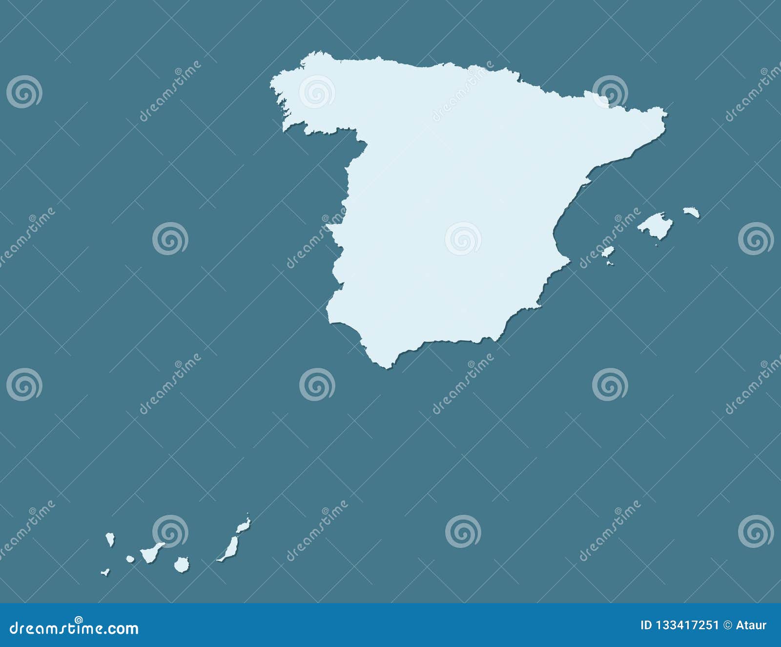 Spain Map Vector with Blue Color on Dark Background Stock Vector ...