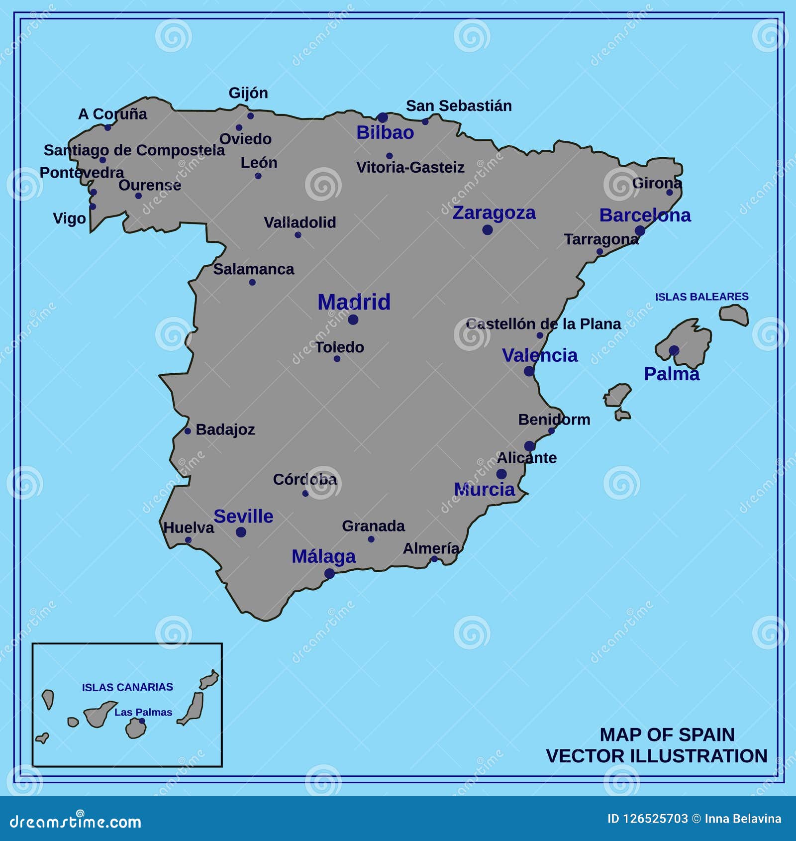 Spain Map. Vector Illustration. Stock Vector - Illustration of ...