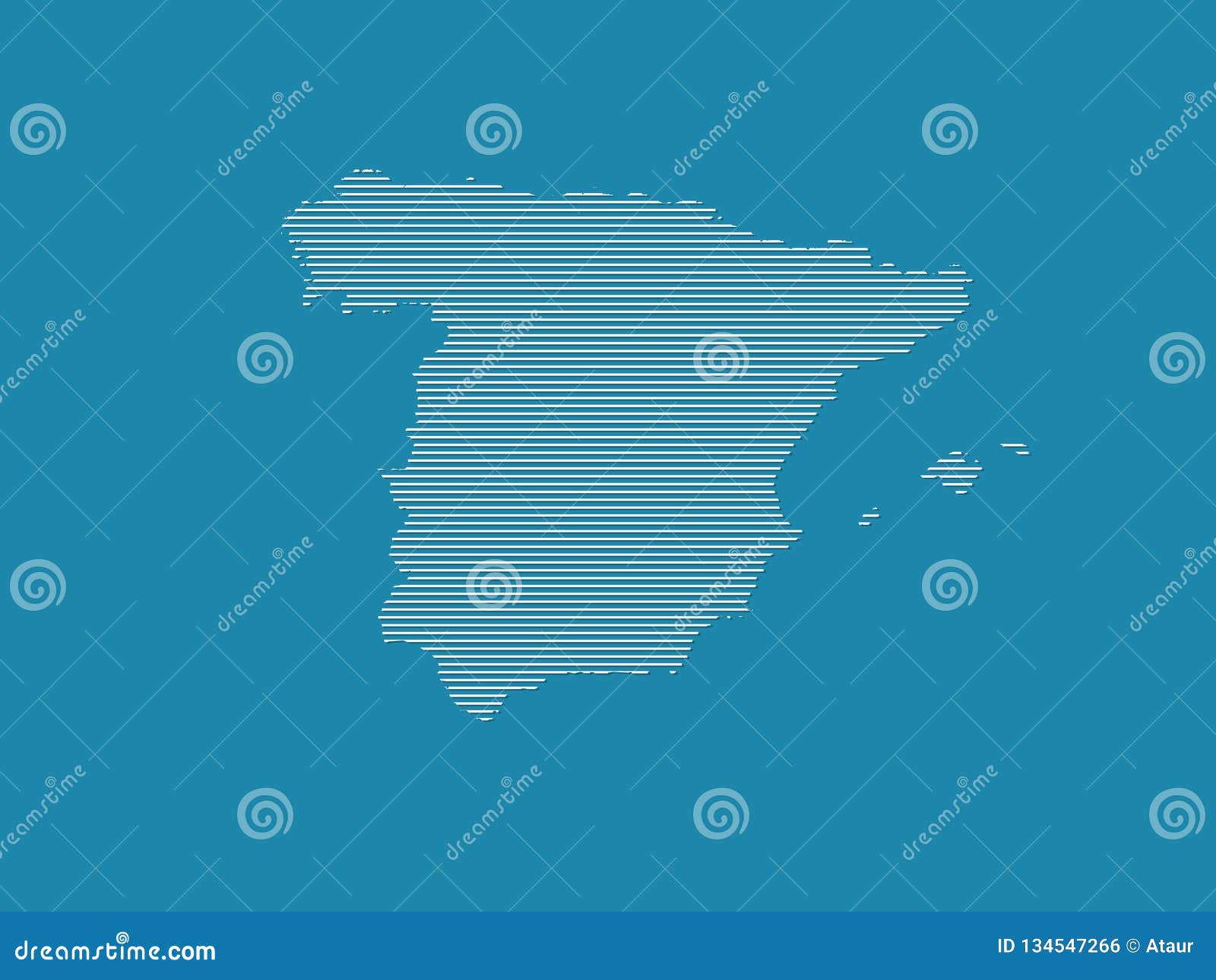 Spain Map Vector Illustration Using Simple Straight Lines of White ...