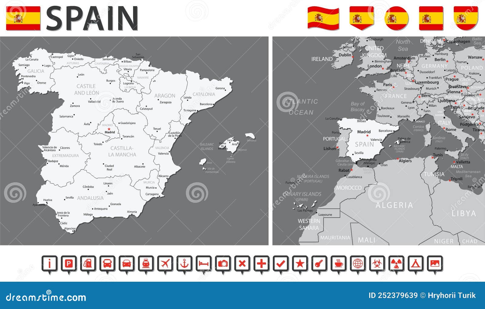 Spain Map - Vector Infographic Set Stock Illustration - Illustration of ...