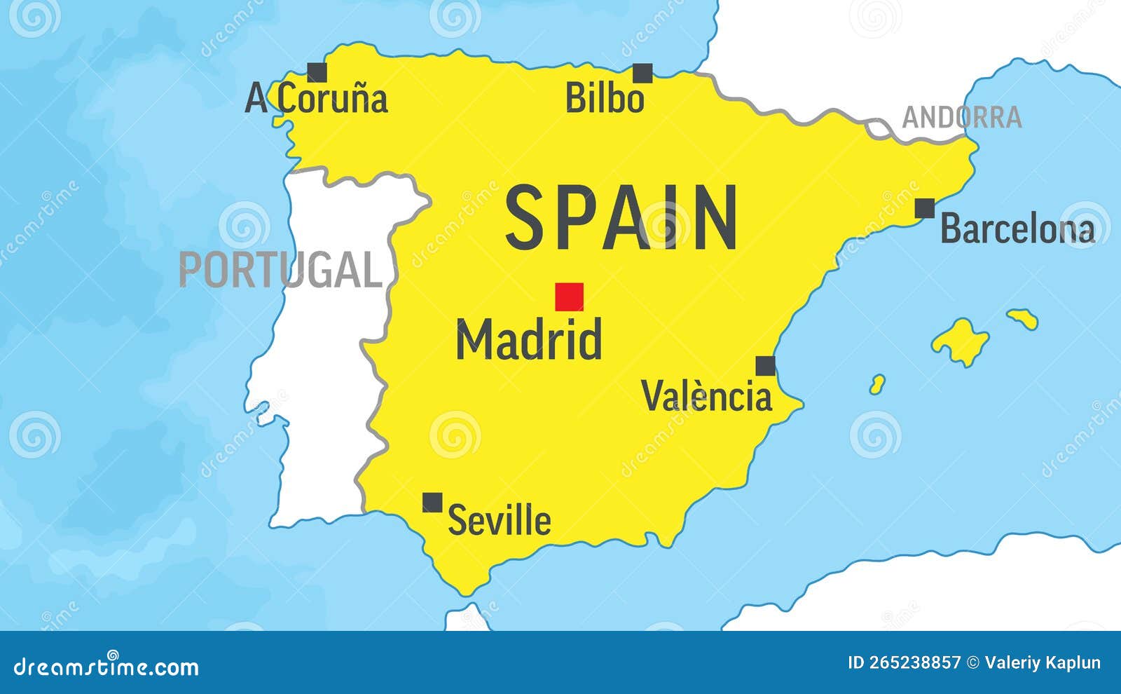 Zoom On Spain Map And Flag. World Map Cartoon Vector | CartoonDealer ...