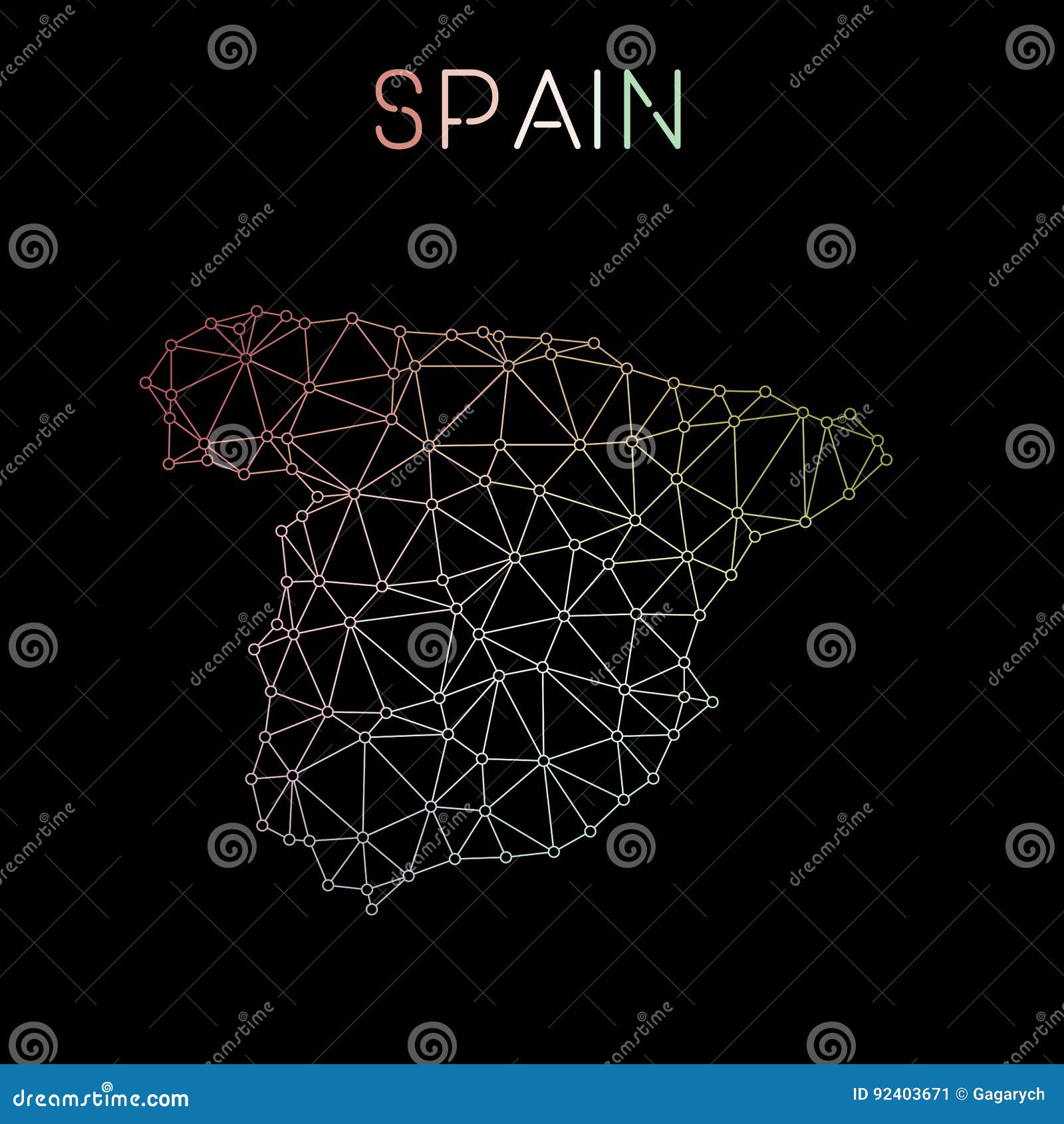 Spain network map. stock vector. Illustration of mesh - 92403671