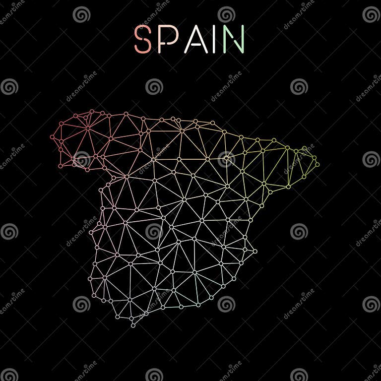 Spain network map. stock vector. Illustration of mesh - 92403671