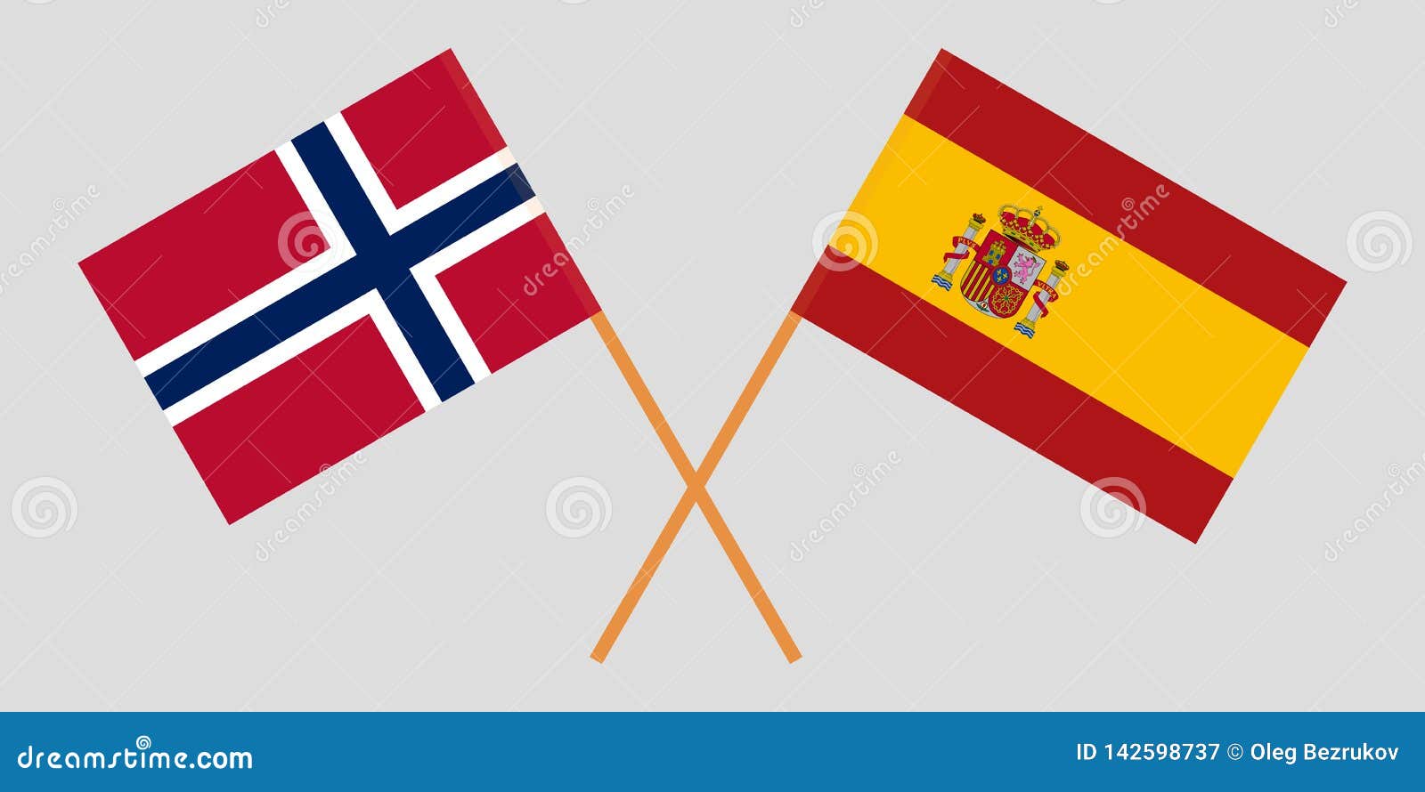 Spain and Norway. the Spanish and Norwegian Flags. Official Proportion ...
