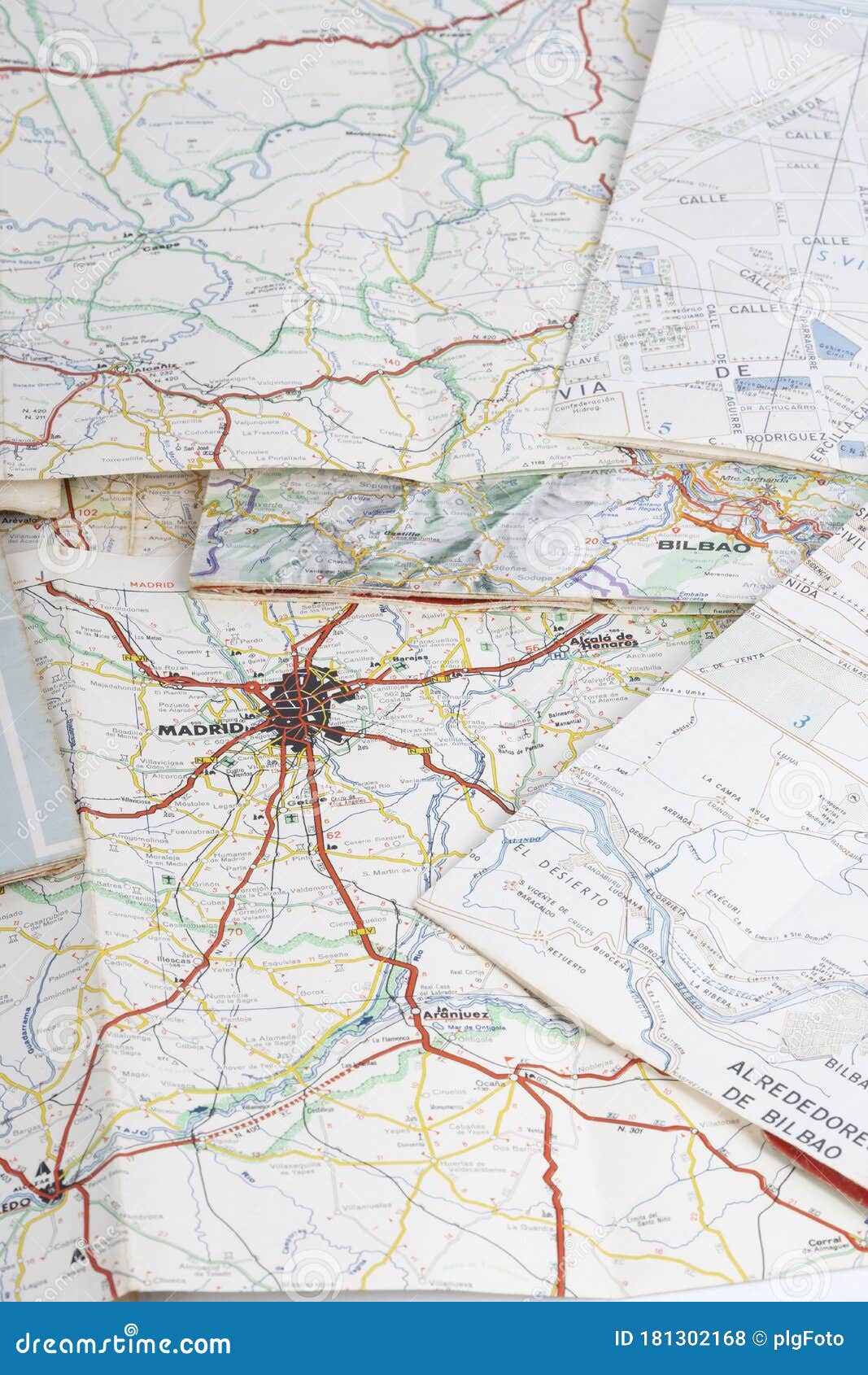 Spain old road maps stock photo. Image of highway, background - 181302168