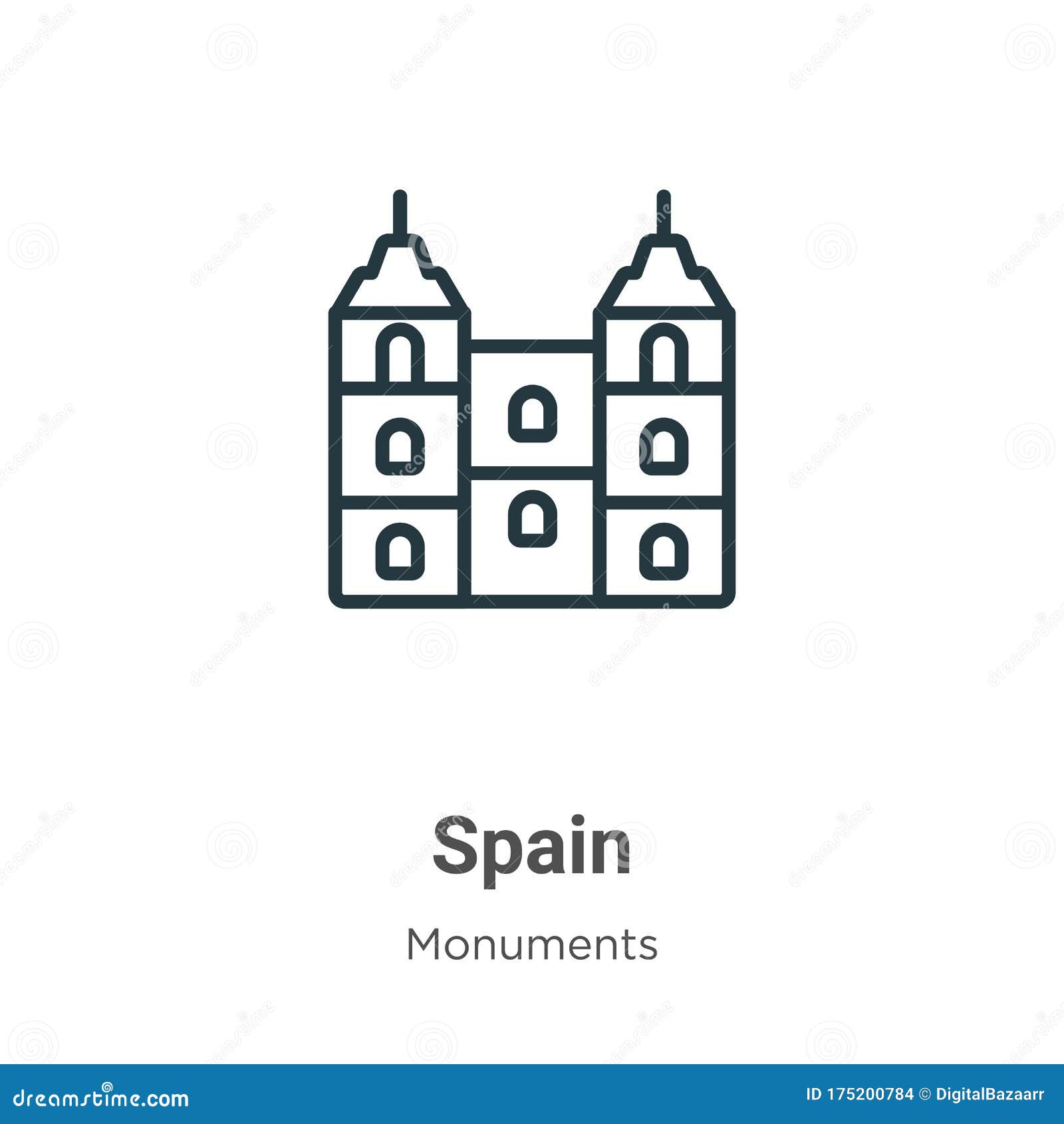 Spain Outline Vector Icon. Thin Line Black Spain Icon, Flat Vector ...
