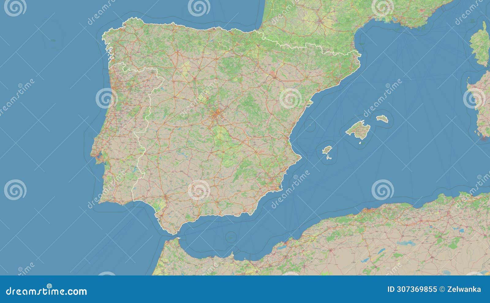 Spain Outlined. Topo German Stock Illustration - Illustration of madrid ...