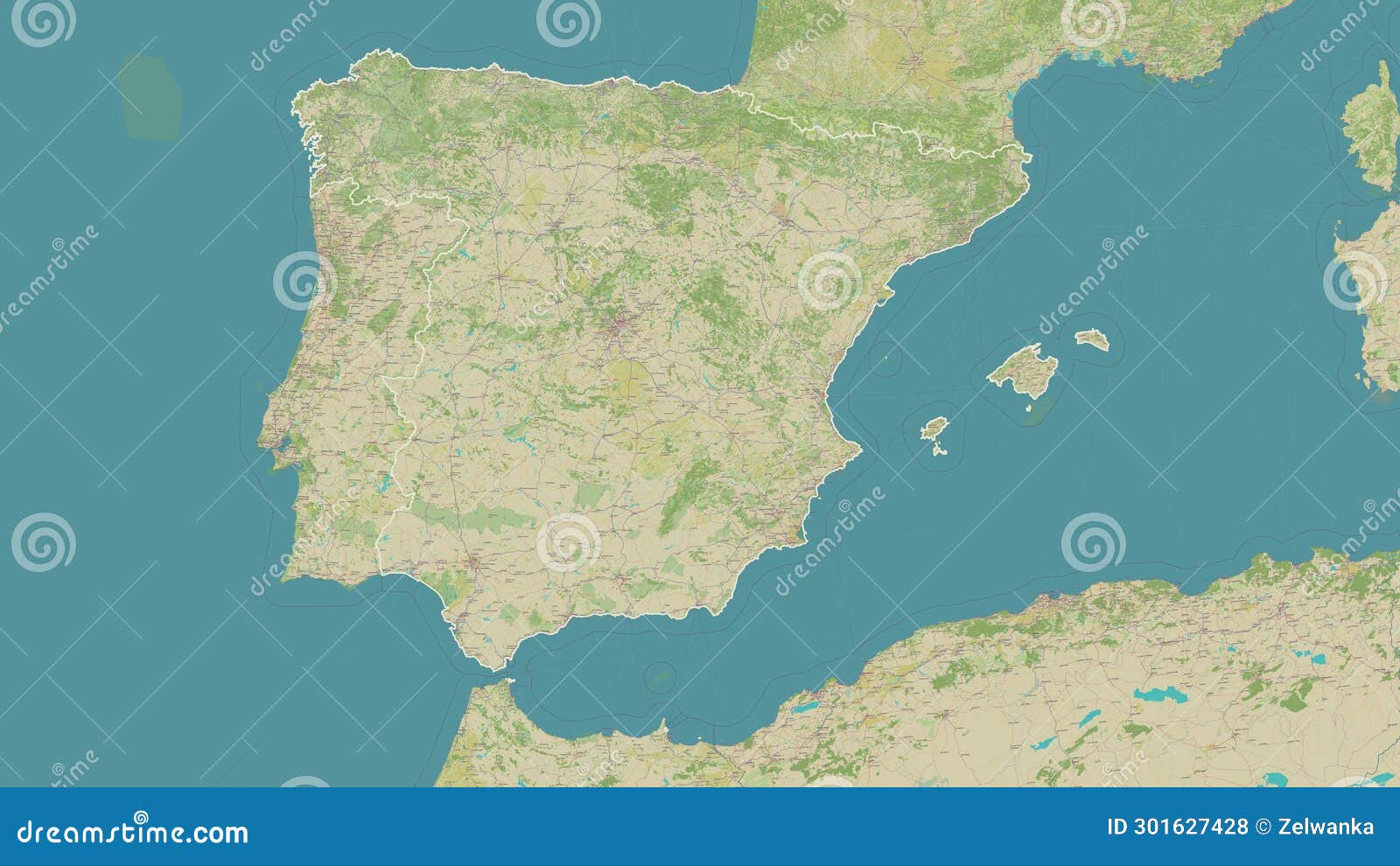 Spain Outlined. Topo Humanitarian Stock Illustration - Illustration of ...