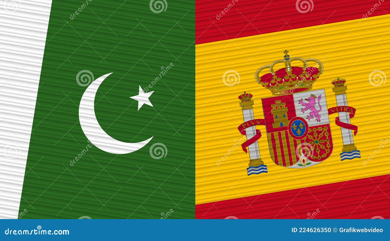 Spain and Pakistan Two Half Flags Together Stock Illustration ...