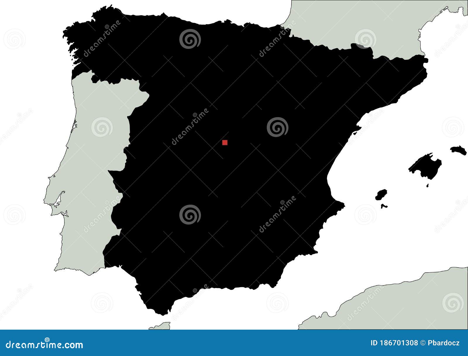 Highly Detailed Spain Silhouette Map. Stock Vector - Illustration of ...