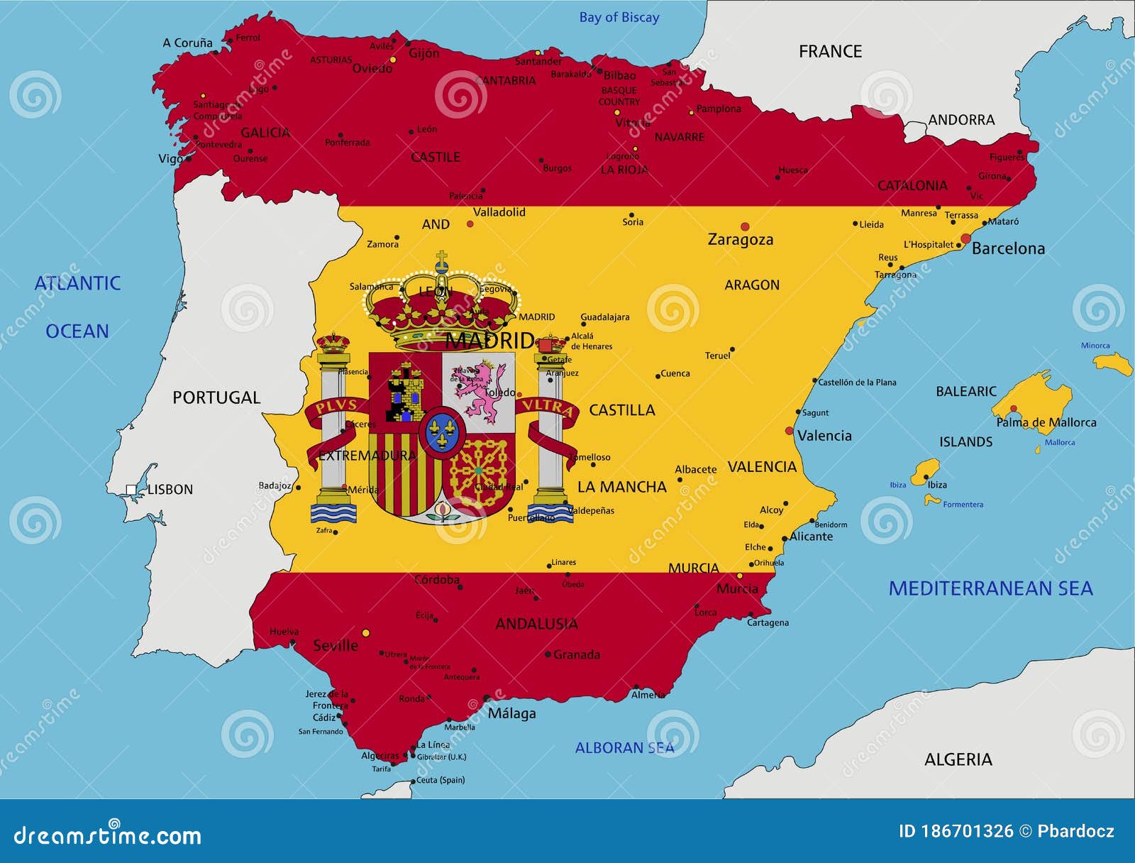 Spain - Highly Detailed Editable Political Map With Labeling. Vector ...