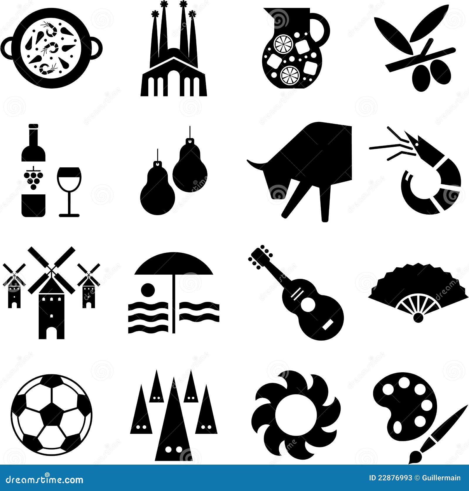 Spain pictograms stock vector. Illustration of gaudi - 22876993