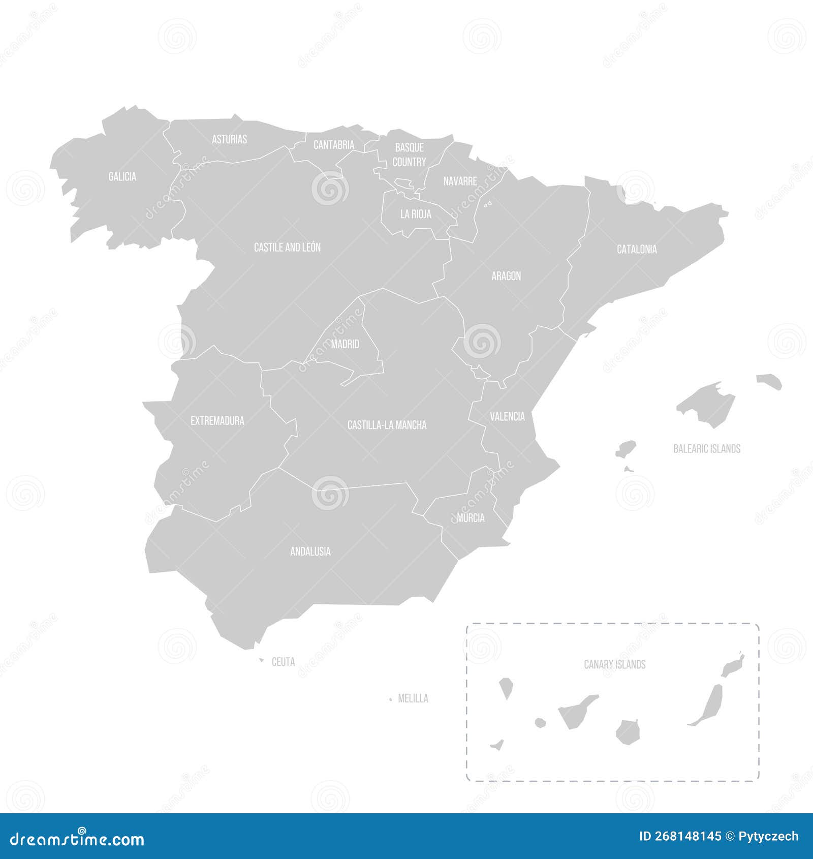 Spain Political Map of Administrative Divisions Stock Illustration ...