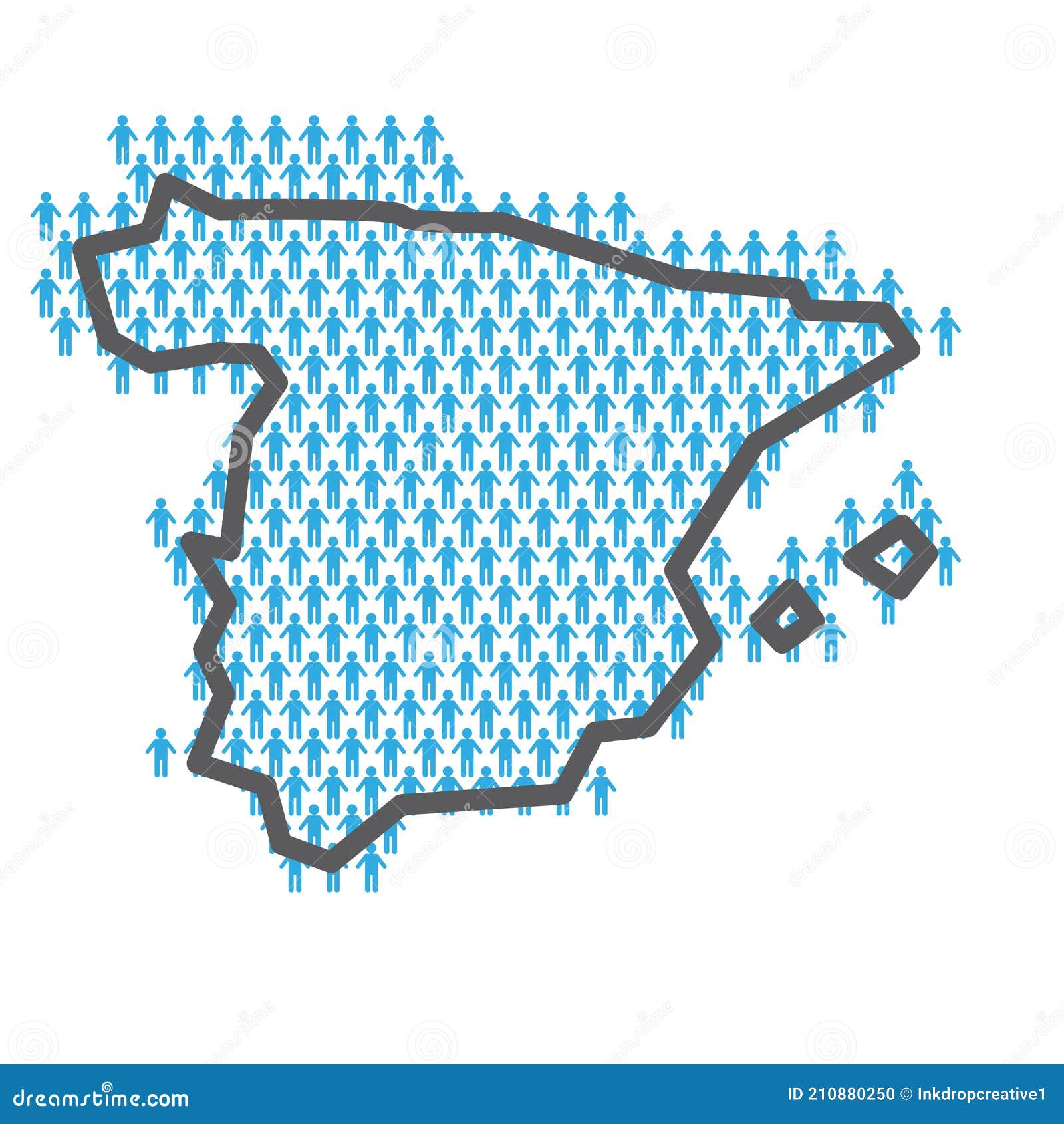 Spain Population Map. Country Outline Made from People Figures Stock ...