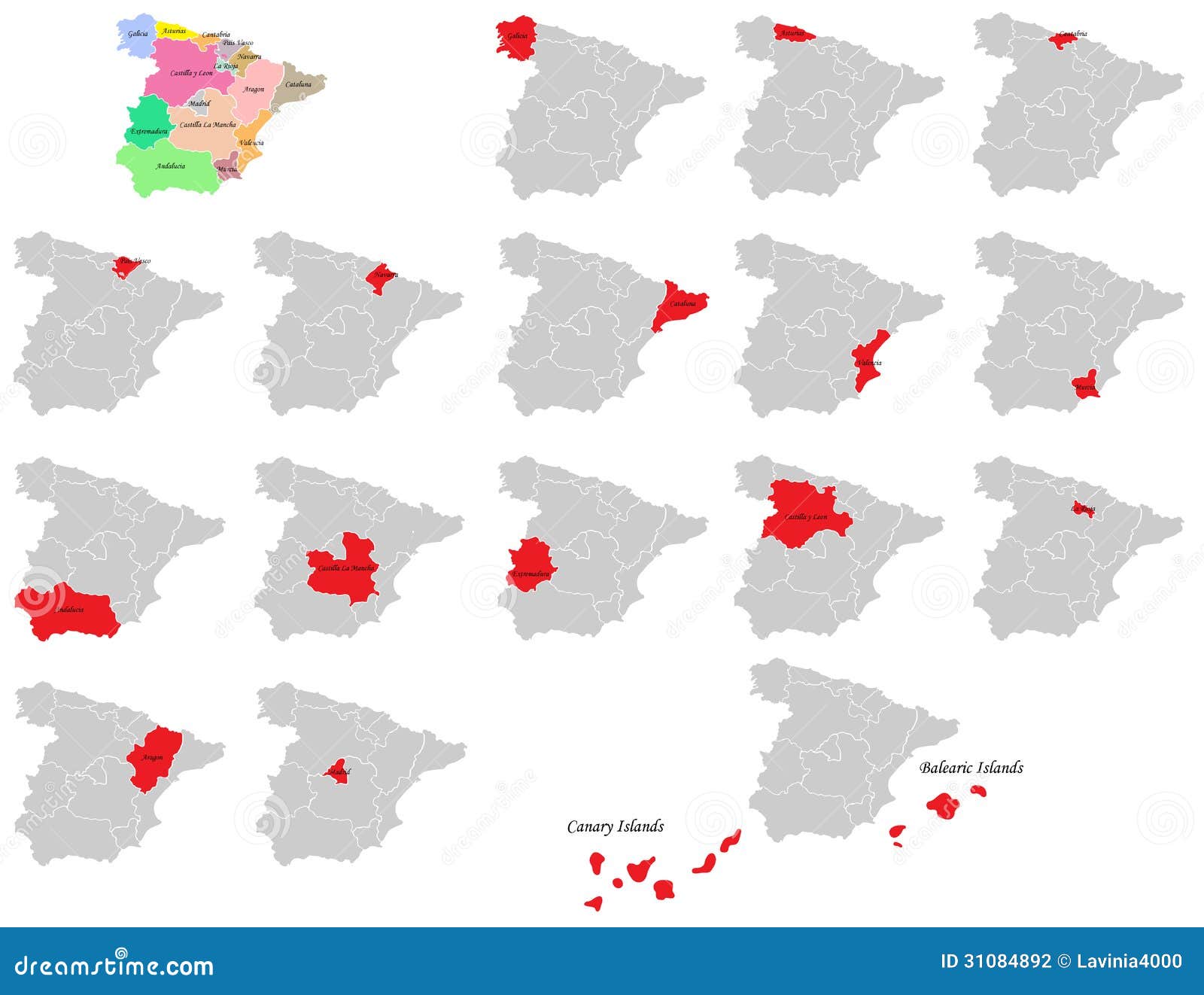 Spain provinces maps stock vector. Illustration of administrative ...