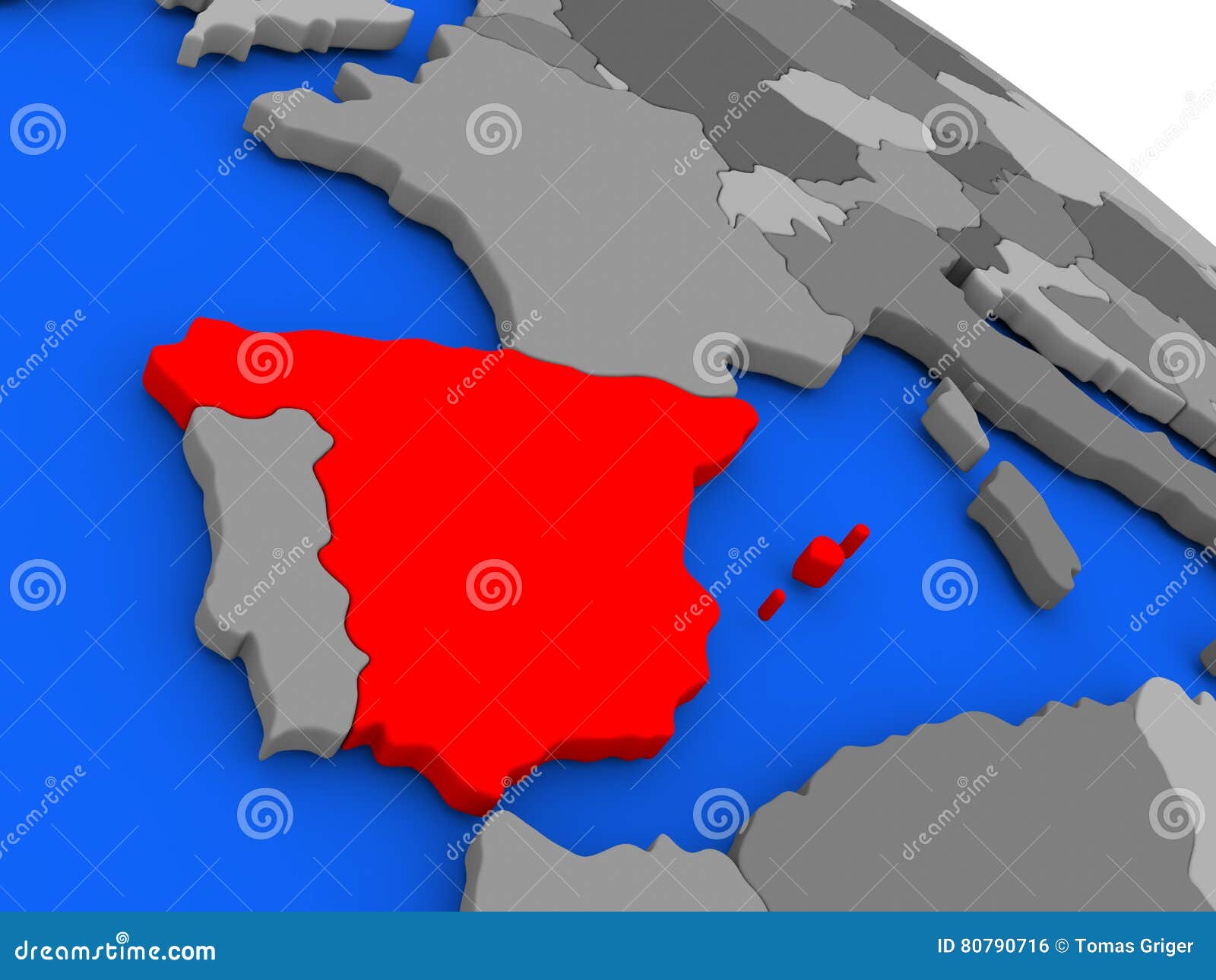 Spain in red stock illustration. Illustration of travel - 80790716
