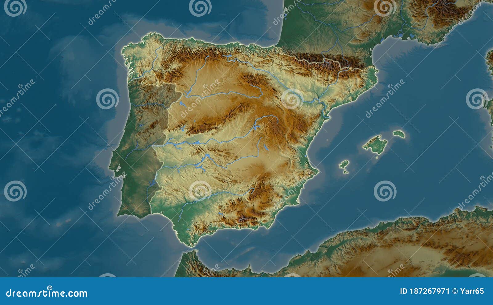 Spain - Relief. Composition Stock Illustration - Illustration of world ...