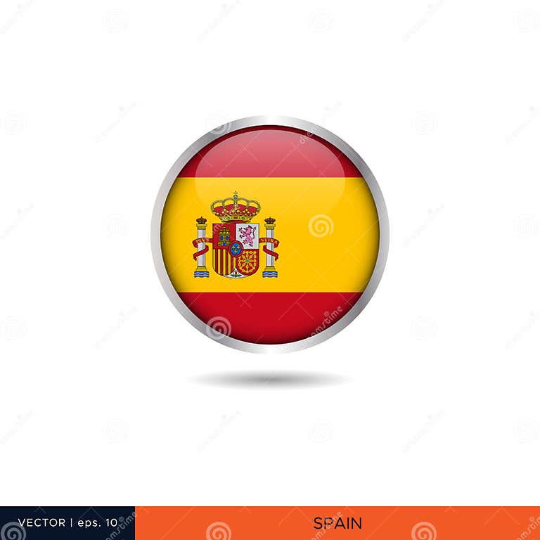 Spain Round Flag Vector Design. Stock Vector - Illustration of internet ...