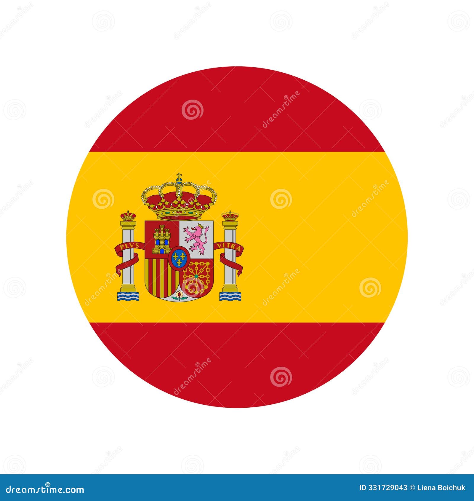 Spain Round Icon, Spanish Country Flag Icon, Circle Vector Button Stock Illustration ...