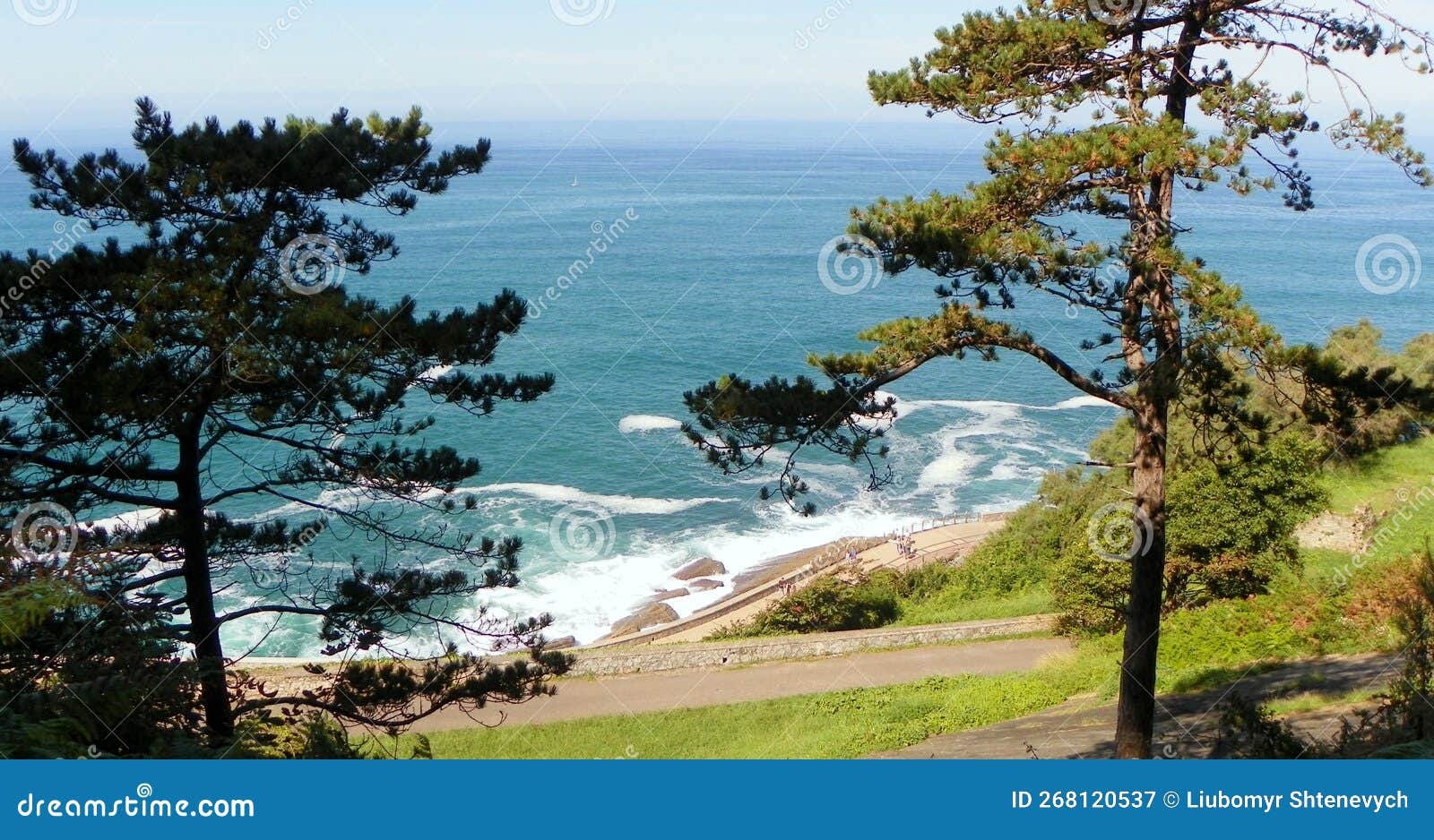 Spain, San Sebastian, Mount Urgull, View of the Bay Stock Image - Image ...