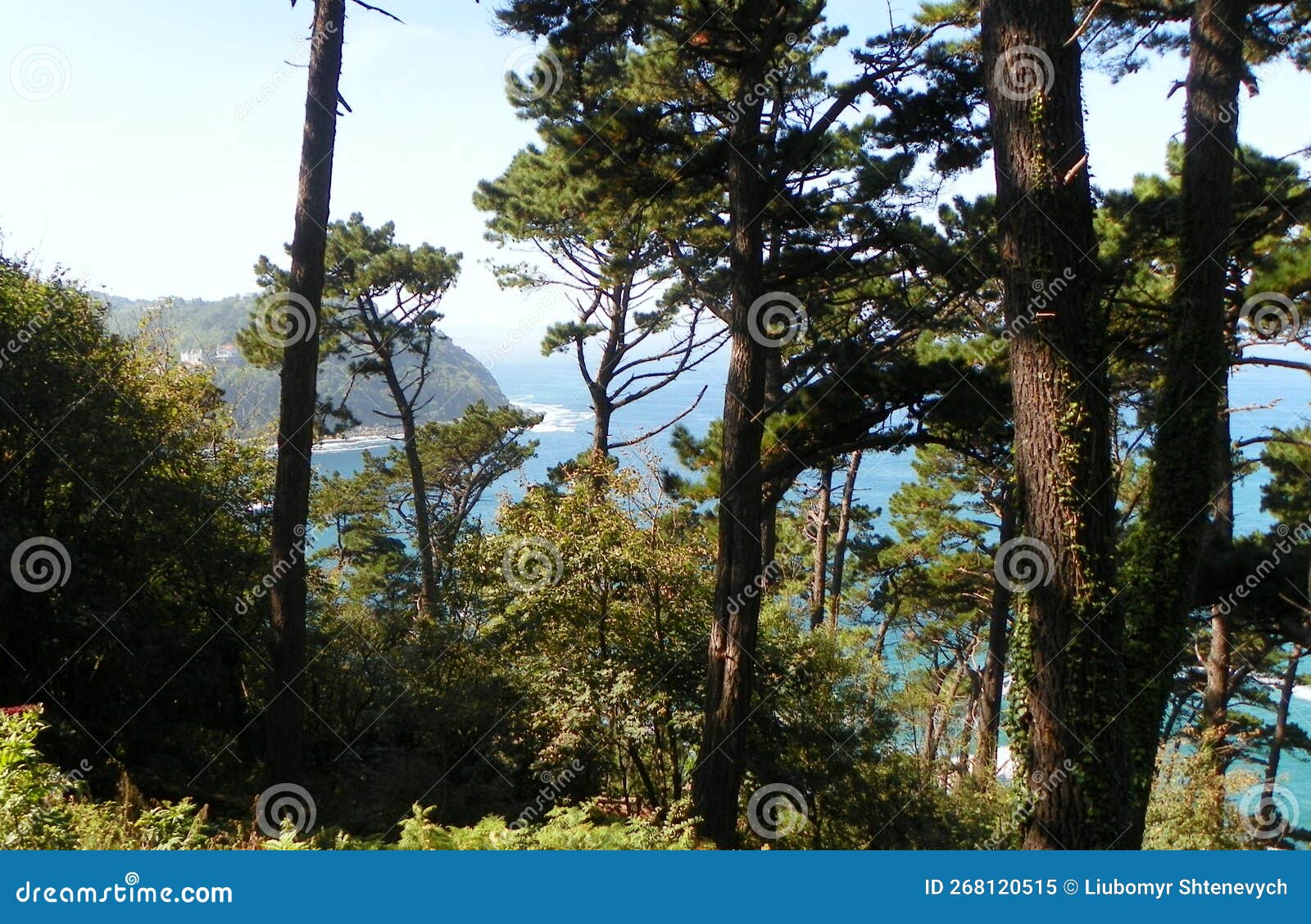 Spain, San Sebastian, Mount Urgull, View of the Bay from Mountain Stock ...