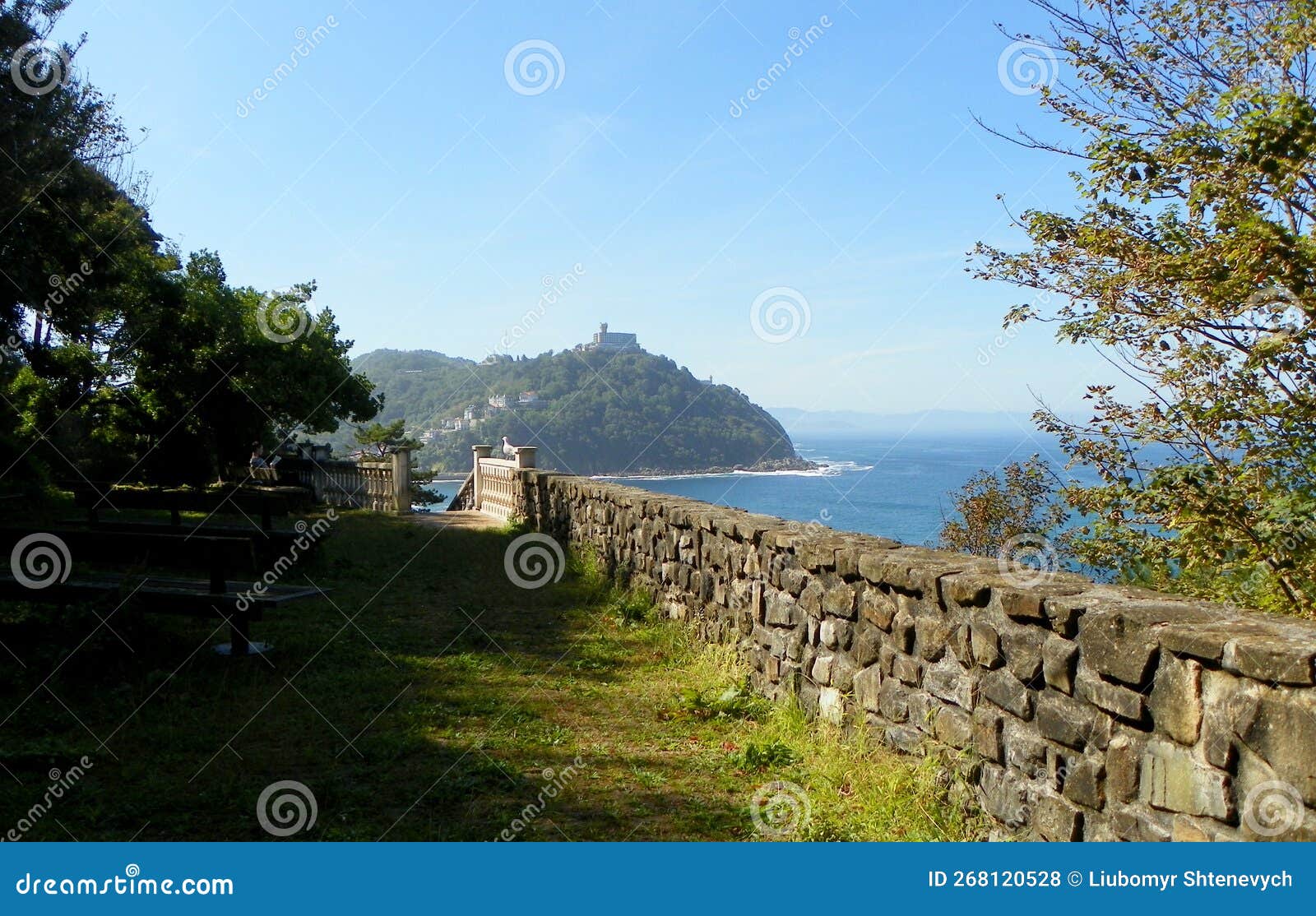 Spain, San Sebastian, Mount Urgull, View of Igeldo Mountain Stock Photo ...