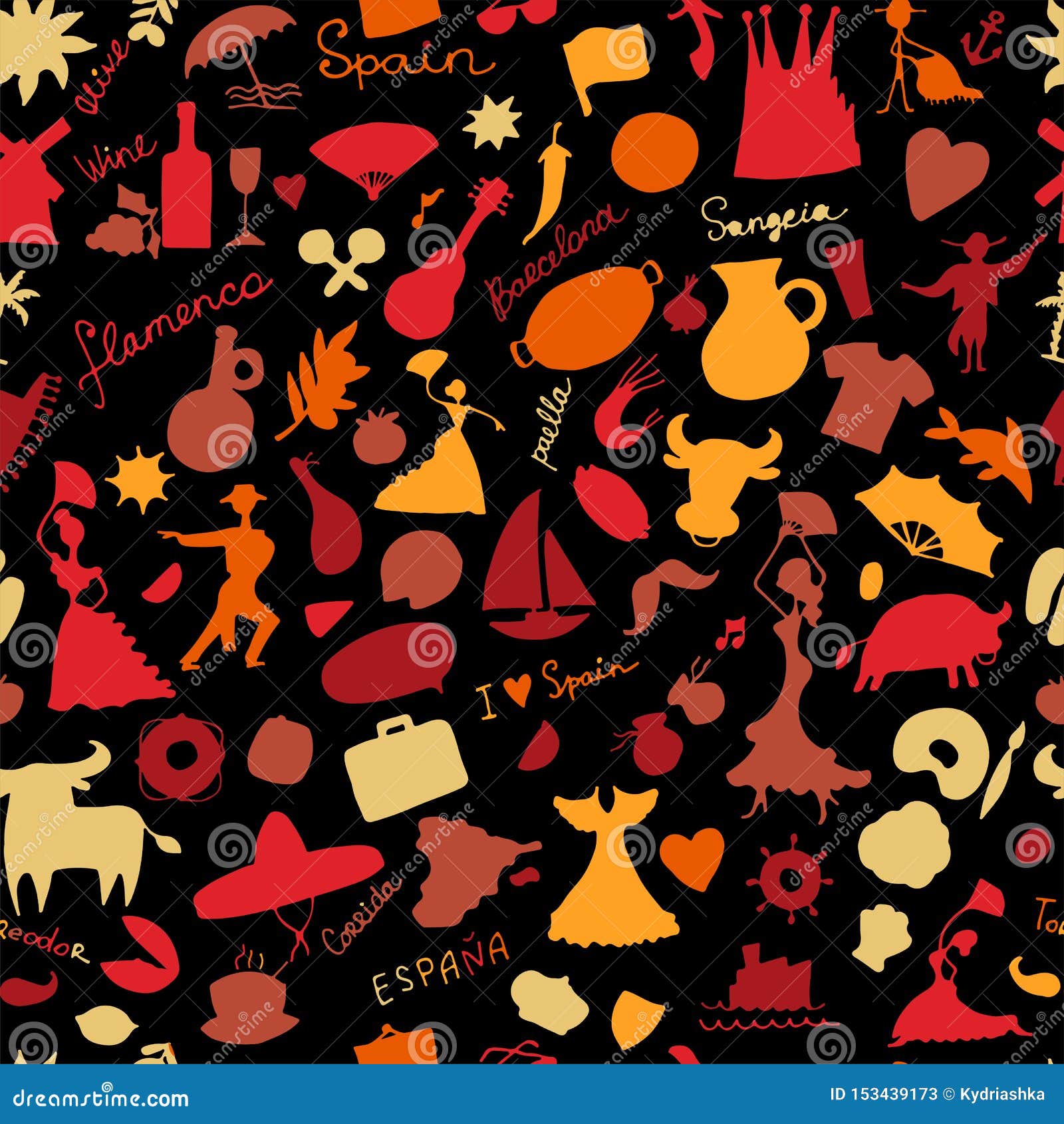 Spain, Seamless Pattern for Your Design Stock Vector - Illustration of ...