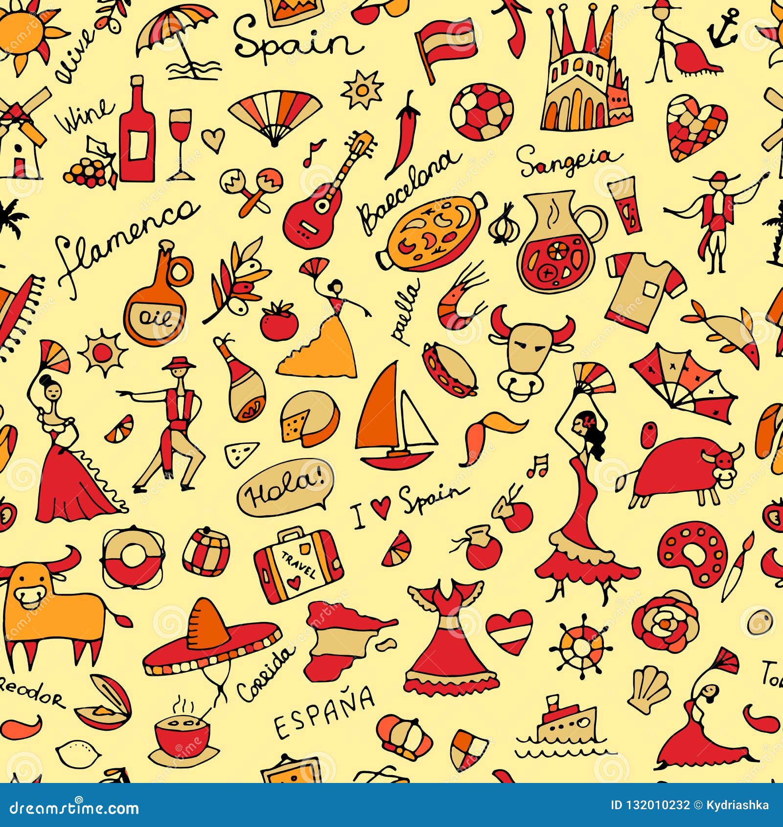 Spain, Seamless Pattern for Your Design Stock Vector - Illustration of ...