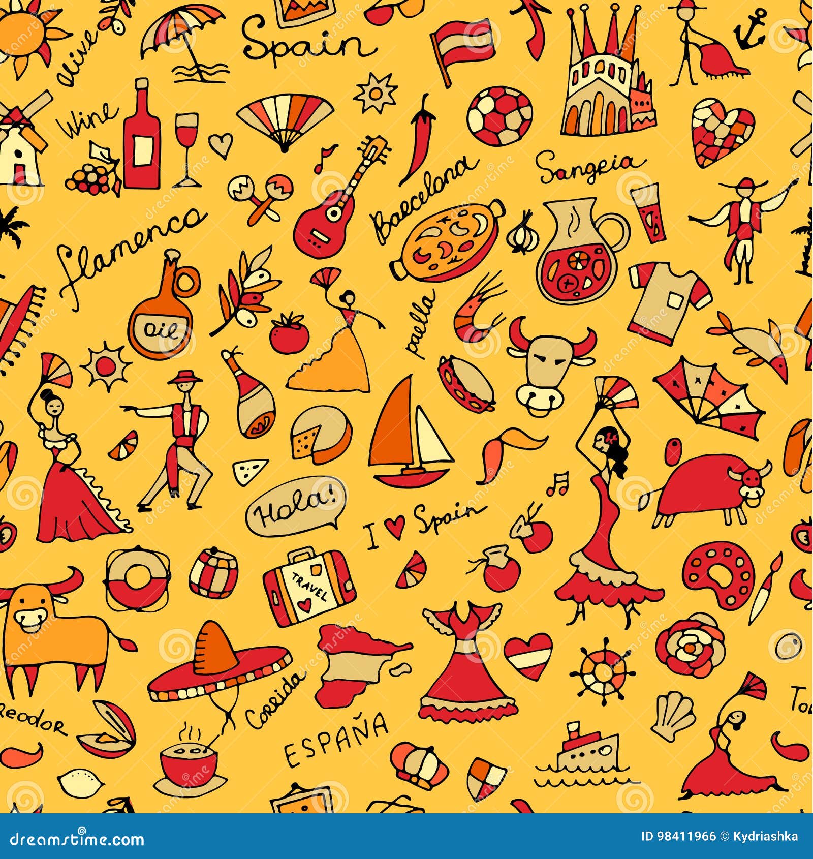 Spain, Seamless Pattern for Your Design Stock Vector - Illustration of ...