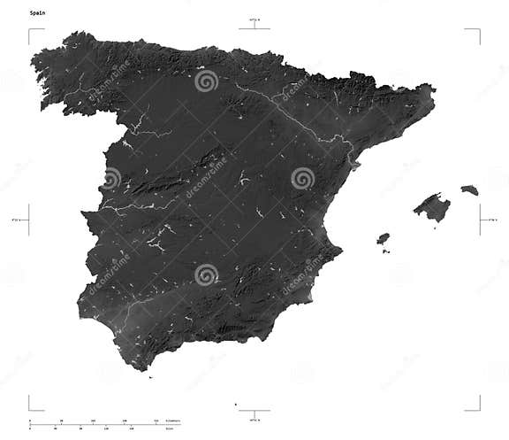 Spain Shape on White. Grayscale Stock Illustration - Illustration of ...