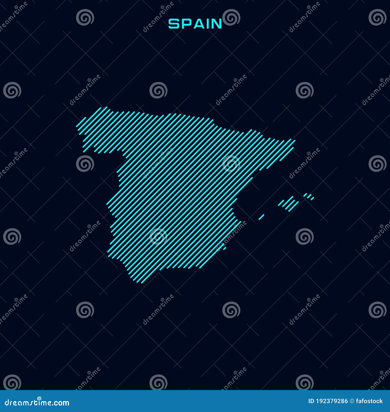 Spain Striped Map Vector Design Template with Blue Background. Stock ...