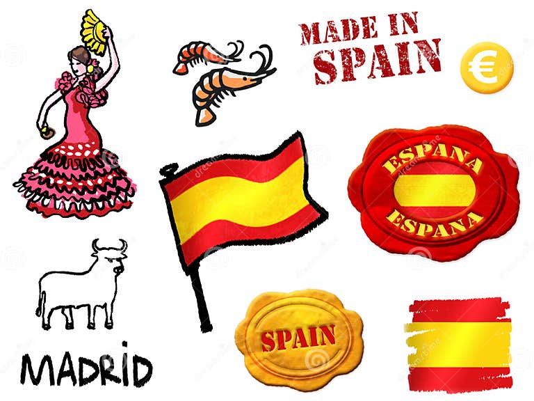 Spain symbols stock illustration. Illustration of landmark - 4757997