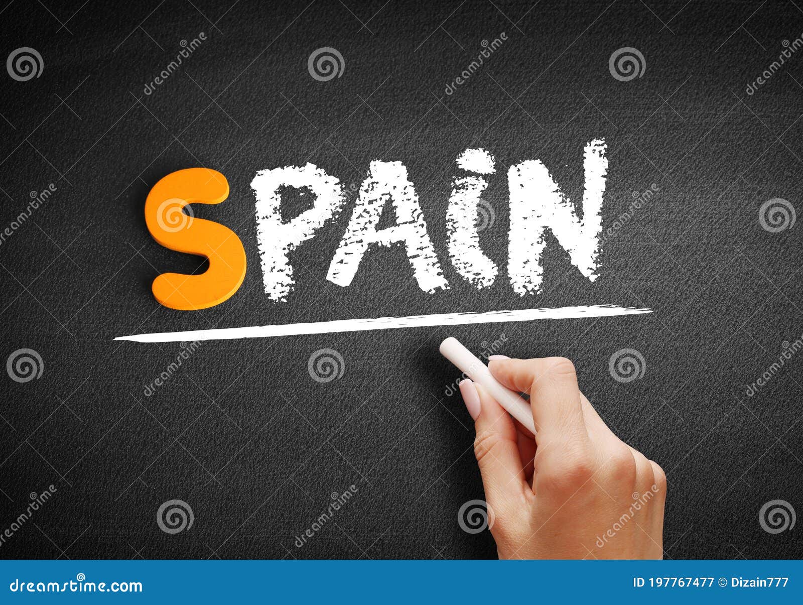 Spain text on blackboard stock image. Image of madrid - 197767477