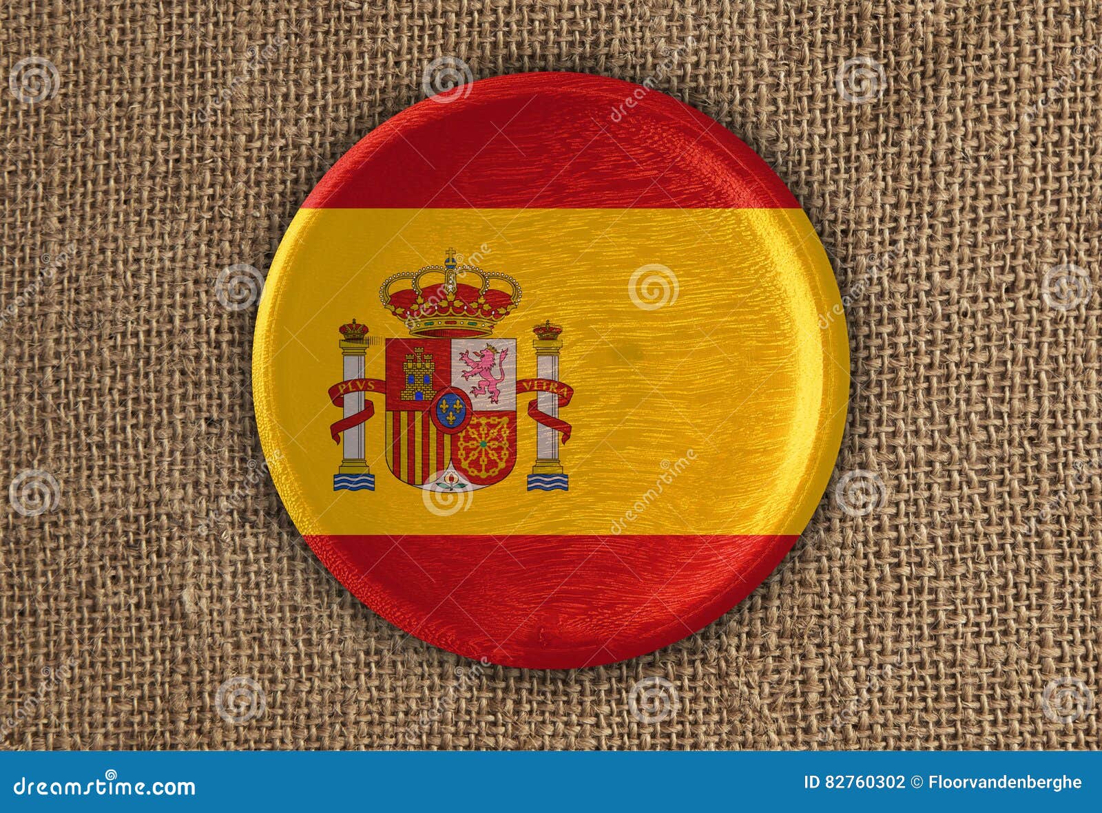Spain Textured Round Flag Wood on Rough Cloth Stock Photo - Image of ...