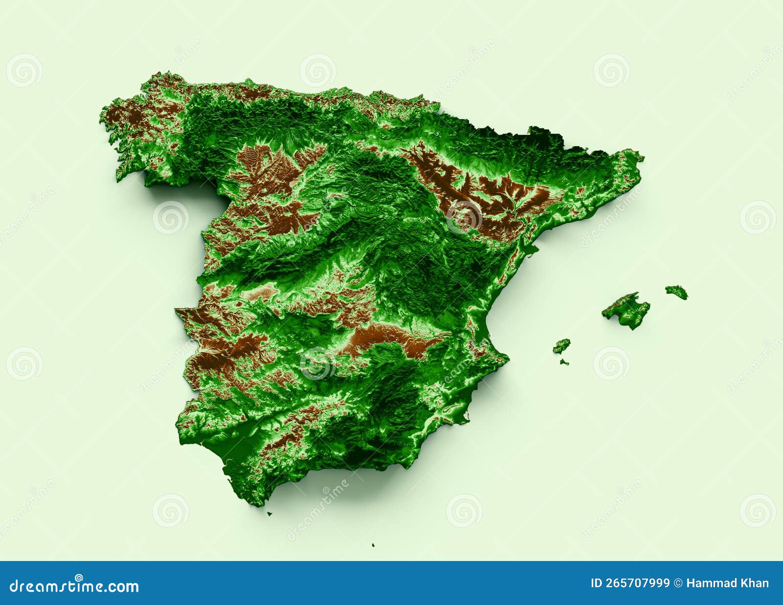 Spain Topographic Map 3d Realistic Map Color 3d Illustration Stock ...