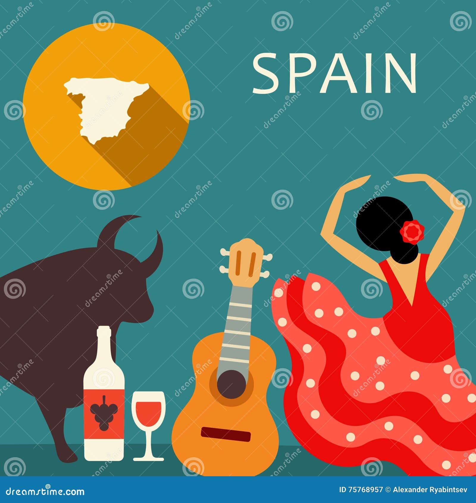 Spain Travel Theme. Vector Illustration Stock Illustration ...