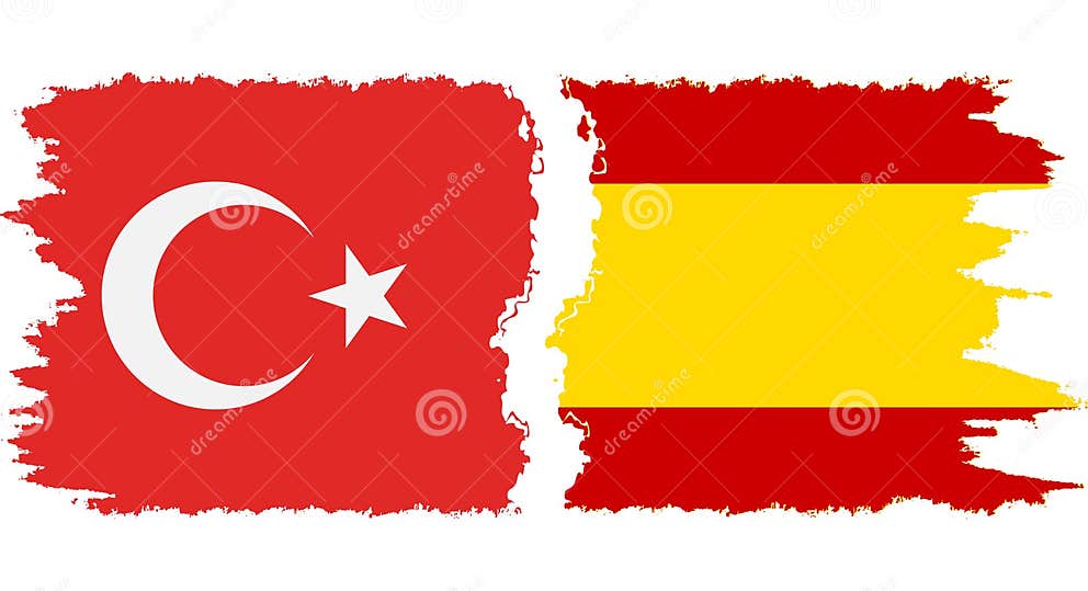 Spain and Turkey Grunge Flags Connection Vector Stock Vector ...