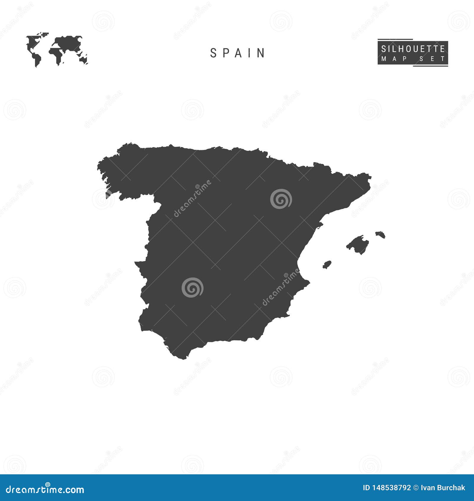 Spain Vector Map Isolated on White Background. High-Detailed Black ...