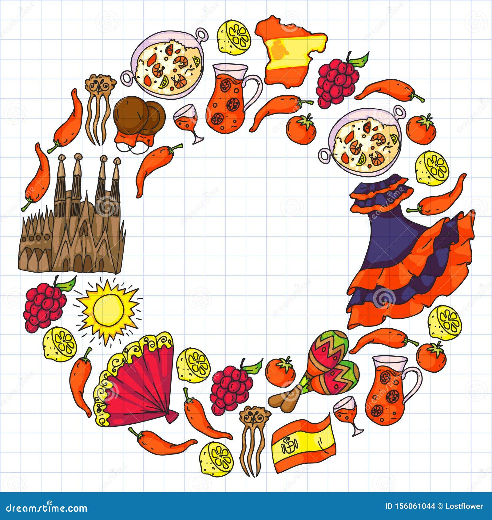 Spain Vector Pattern. Spanish Traditional Symbols and Objects ...